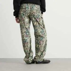 GANNI Printed Stretched Cotton Pants - Jadeite