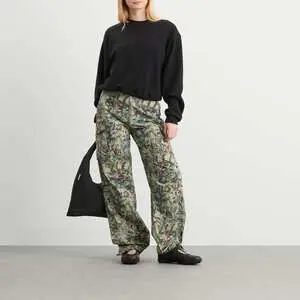 GANNI Printed Stretched Cotton Pants - Jadeite