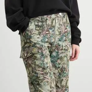 GANNI Printed Stretched Cotton Pants - Jadeite