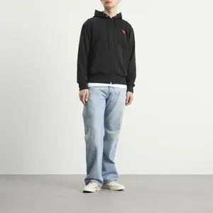 Play Comme Des Garcon Red Emblem Zip Hoodie