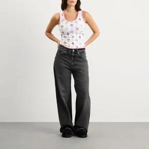 Casablanca Pointelle Frill Tank Top With Mascot Print