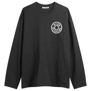 Acne Studios Button Logo Long Sleeve T-shirt - Black