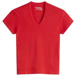 NOTHING WRITTEN 90s V Neck T-shirt - Red