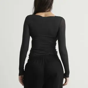 SKIMS Sheer Modal Long Sleeve Wide Neck Top