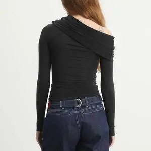 PEACHY DEN The Kylie Cold Shoulder Top - Graphite