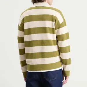 AMI Paris Stripe Knitted Shirt With De Coeur Patch
