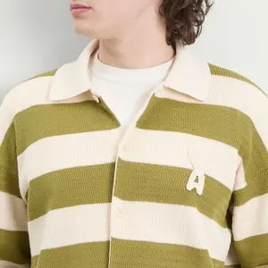 AMI Paris Stripe Knitted Shirt With De Coeur Patch