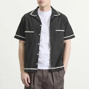 NOMARHYTHM TEXTILE Trim Embroidery Open Collar Shirt