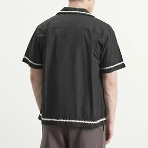 NOMARHYTHM TEXTILE Trim Embroidery Open Collar Shirt