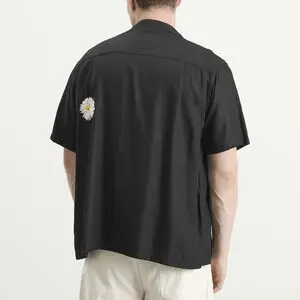 NOMARHYTHM TEXTILE Flower Embroidery Open Collar Shirt