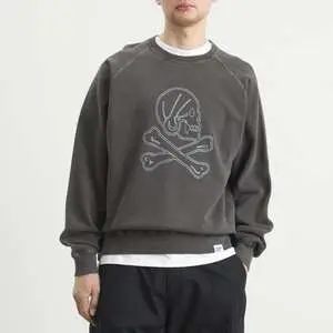 NEIGHBORHOOD Pigment Dyed Sweatshirt With Stitched Skull Graphic