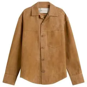 AMI Paris Suede Buttoned Overshirt - Caramel