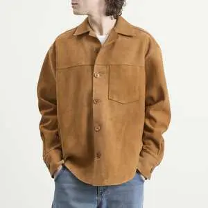 AMI Paris Suede Buttoned Overshirt