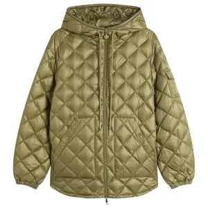 Moncler Hooded Quilted Overshirt With Glossy Finish - Khaki