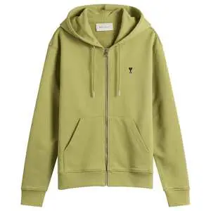 AMI Paris Contrasted De Coeur Hoodie - Matcha