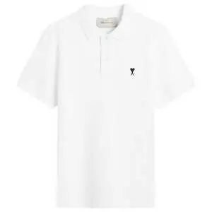 AMI Paris Contrasted De Coeur Polo Shirt - Blanc