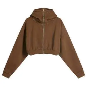 ENTIRE STUDIOS Cropped Full Zip Hoodie - Brunette