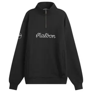MALBON Collegiate Quarter-zip Sweatshirt - Black