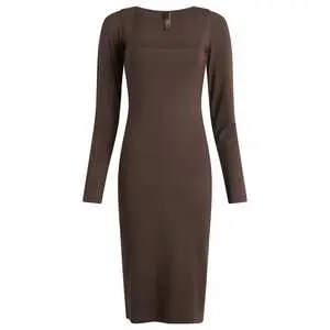 SKIMS Smooth Layers Long Sleeve Midi Dress - Espresso