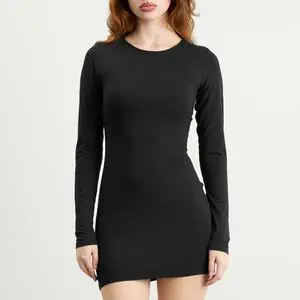 SKIMS Smooth Layers Crewneck Tunic Mini Dress - Obsidian