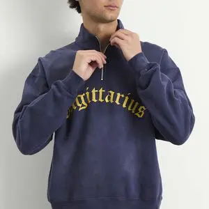 BEAMS Fade Souvenir Half Zip Sweatshirt - Navy