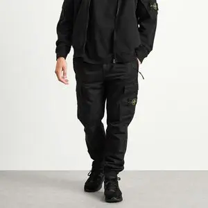 Stone Island Sateen Cargo Jogger Pants - Black