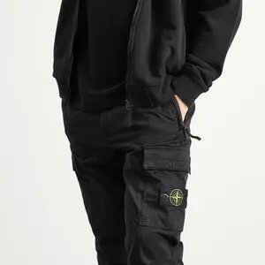 Stone Island Sateen Cargo Jogger Pants - Black