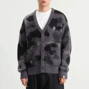 A BATHING APE Colour Camo Mohair Knit Cardigan