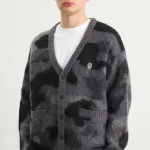 A BATHING APE Colour Camo Mohair Knit Cardigan