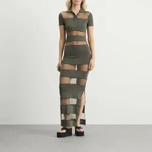 Coperni Striped Sheer Polo Dress - Green
