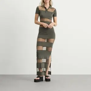 Coperni Striped Sheer Polo Dress - Green
