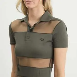 Coperni Striped Sheer Polo Dress - Green