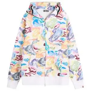 A BATHING APE Art Camo Shark Zip Hoodie - White