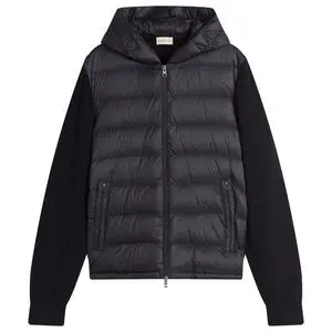 Moncler Hybrid Zip Through Hooded Jacket - Navy