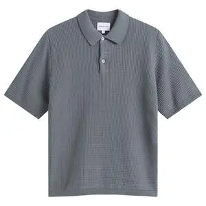 Norse Projects Anholt Cotton Crepe Polo - Greyish Blue