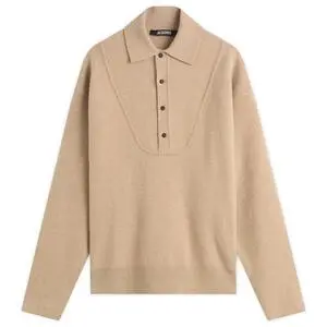 Jacquemus Wool Cashmere Knitted Polo - Beige