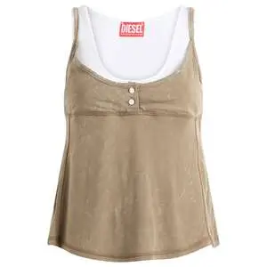 DIESEL® T-olisse Double Layer Cami Top - White/khaki