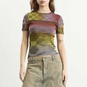 PAOLINA RUSSO Illusion Knit Cap Sleeve T-shirt