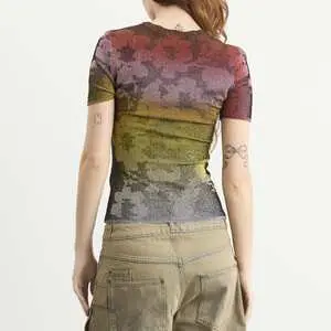 PAOLINA RUSSO Illusion Knit Cap Sleeve T-shirt