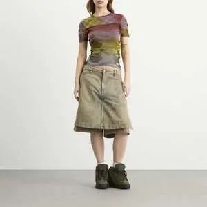 PAOLINA RUSSO Illusion Knit Cap Sleeve T-shirt