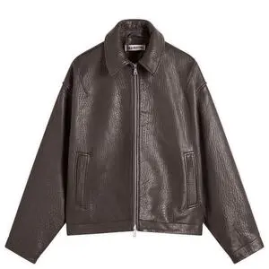 COLE BUXTON Shrunken Leather Jacket - Brown