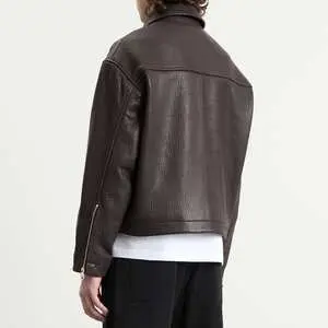COLE BUXTON Shrunken Leather Jacket