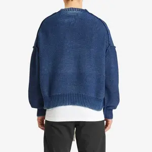 COLE BUXTON Collegiate Crest Knit Sweater - Navy