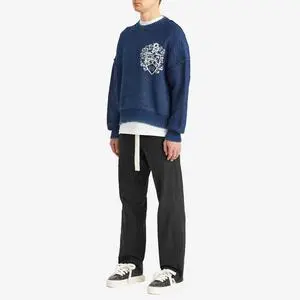 COLE BUXTON Collegiate Crest Knit Sweater - Navy