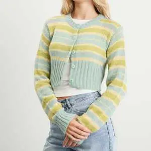 SUNDAYFRUITMARKET Cropped Cardigan With Stripes