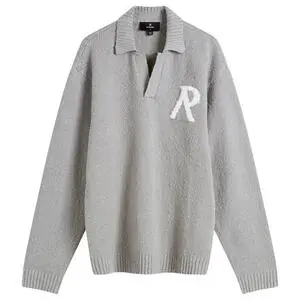 REPRESENT Knitted Boucle Knit Polo - Grey