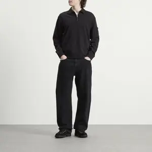 C.P. COMPANY Malfile Fleece Quarter Zip Collared Sweatshirt - Black