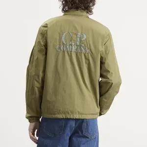 C.P. COMPANY Chrome-r Zipped Lens Logo Overshirt - Moss Gray