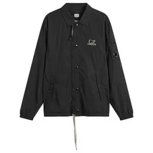C.P. COMPANY Chrome-r Zipped Lens Logo Overshirt - Black