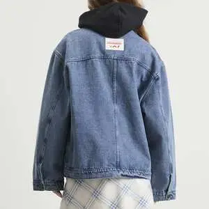 CHARLES JEFFREY Corduroy Collar Denim Jacket